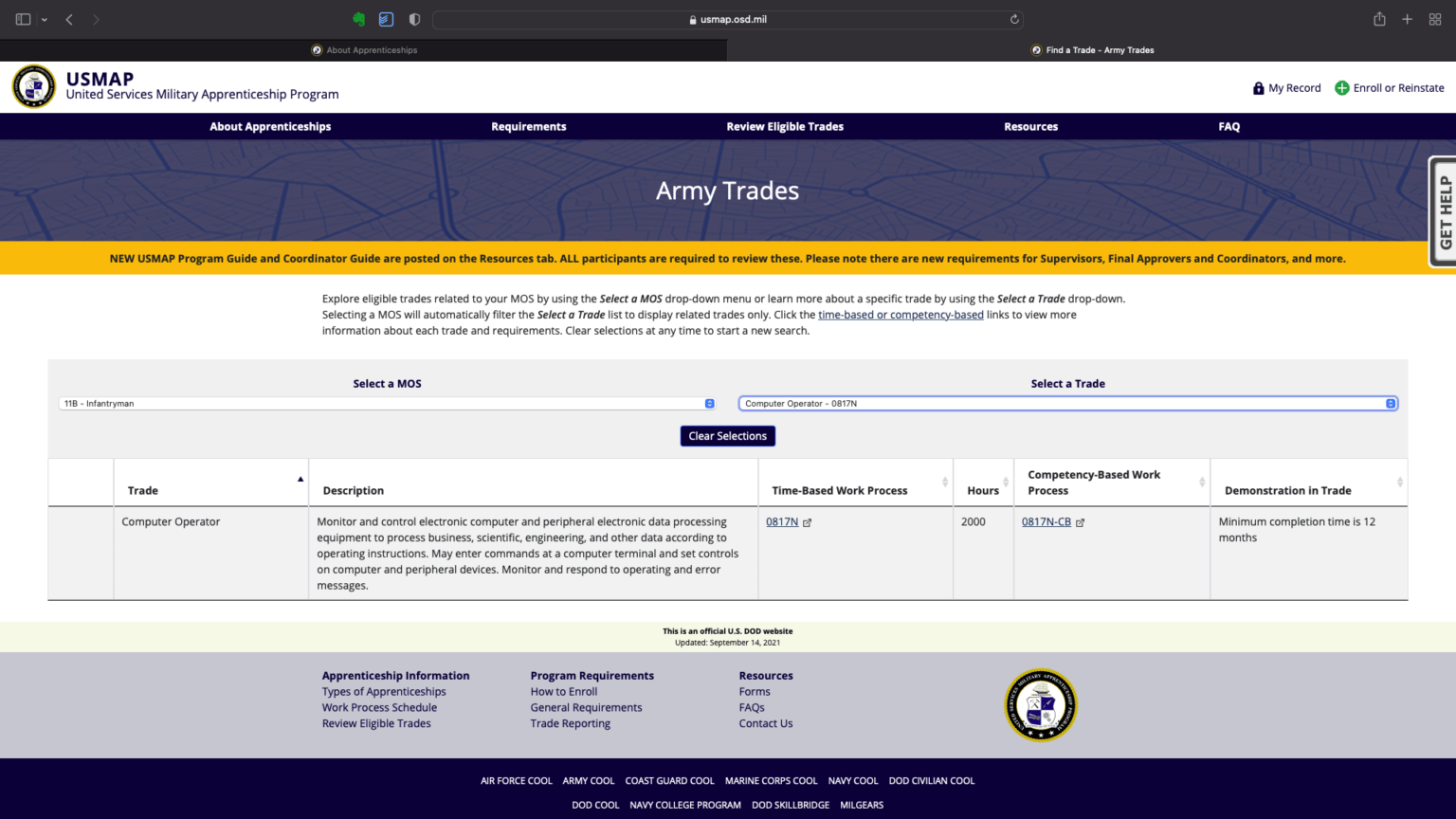 United Services Military Apprenticeship Program